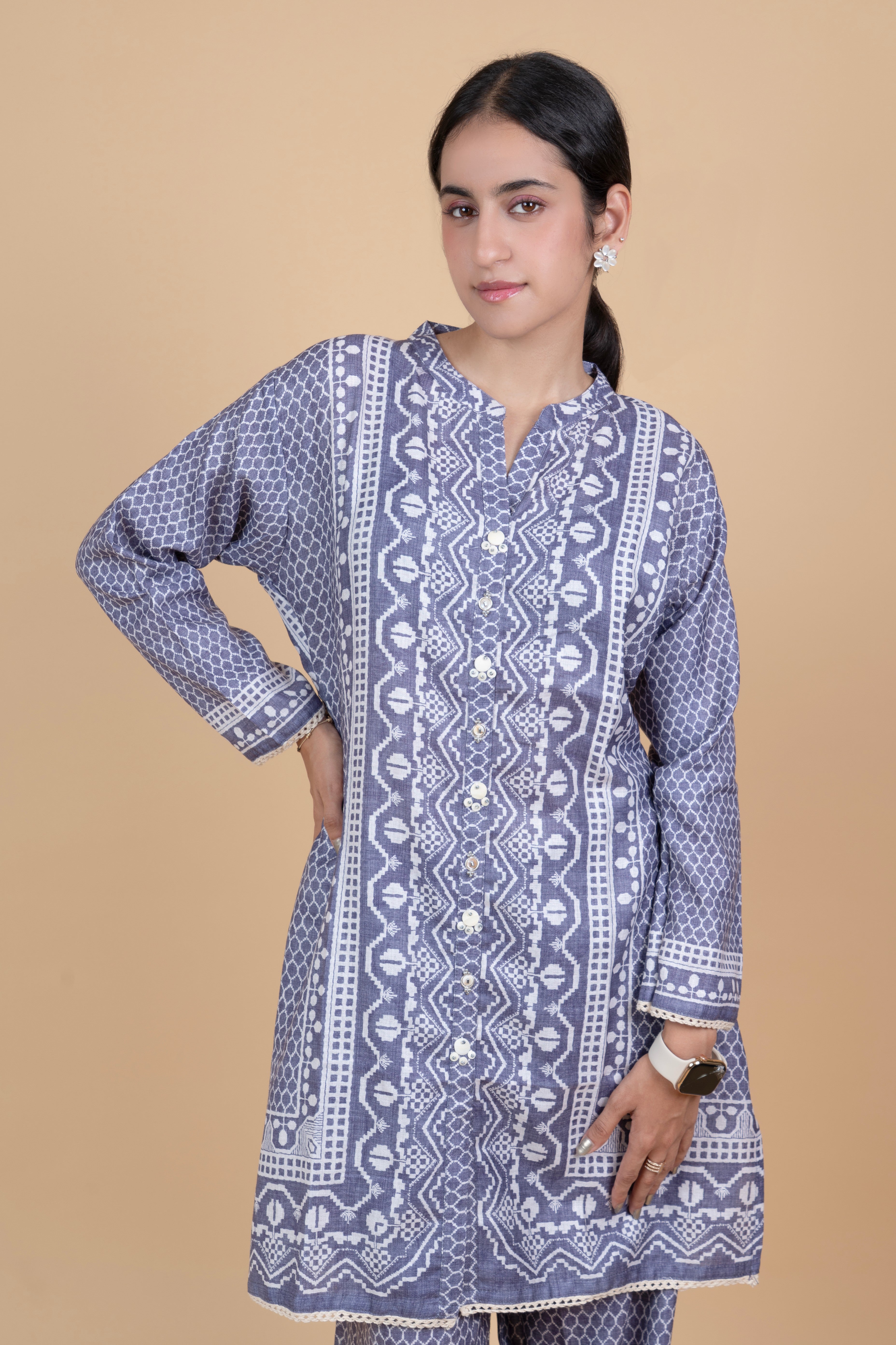 Blue Ethnic Printed Co-Ord Set – Mojer